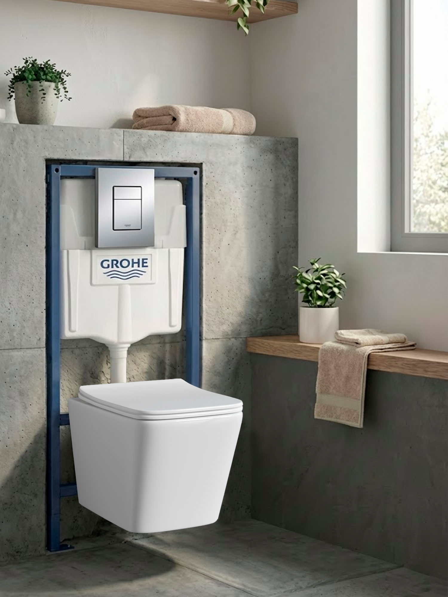 Инсталляция с унитазом комплект: унитаз подвесной Helmken 35120001, сиденье (дюропласт), инсталляция Grohe, кнопка