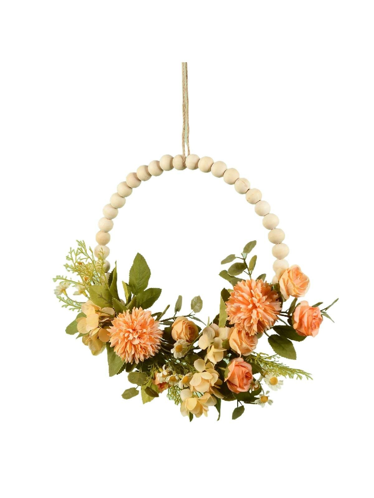 Венок из дерева и бисера для входной двери Весеннее украшение венка на свадьбу