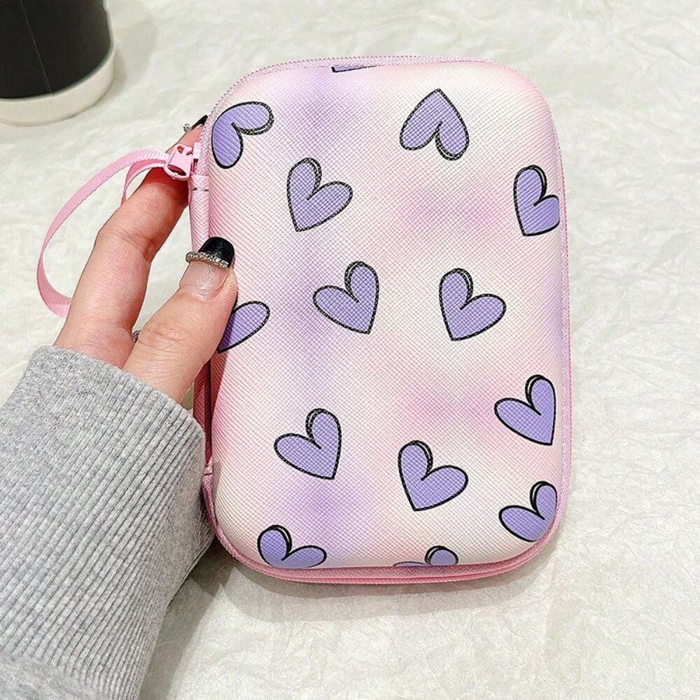 Cartoon Print Data Cable Storage Box EVA Anti-collision Udisk Drive Organizer Zipper Hard Shell Charger Protective Cover