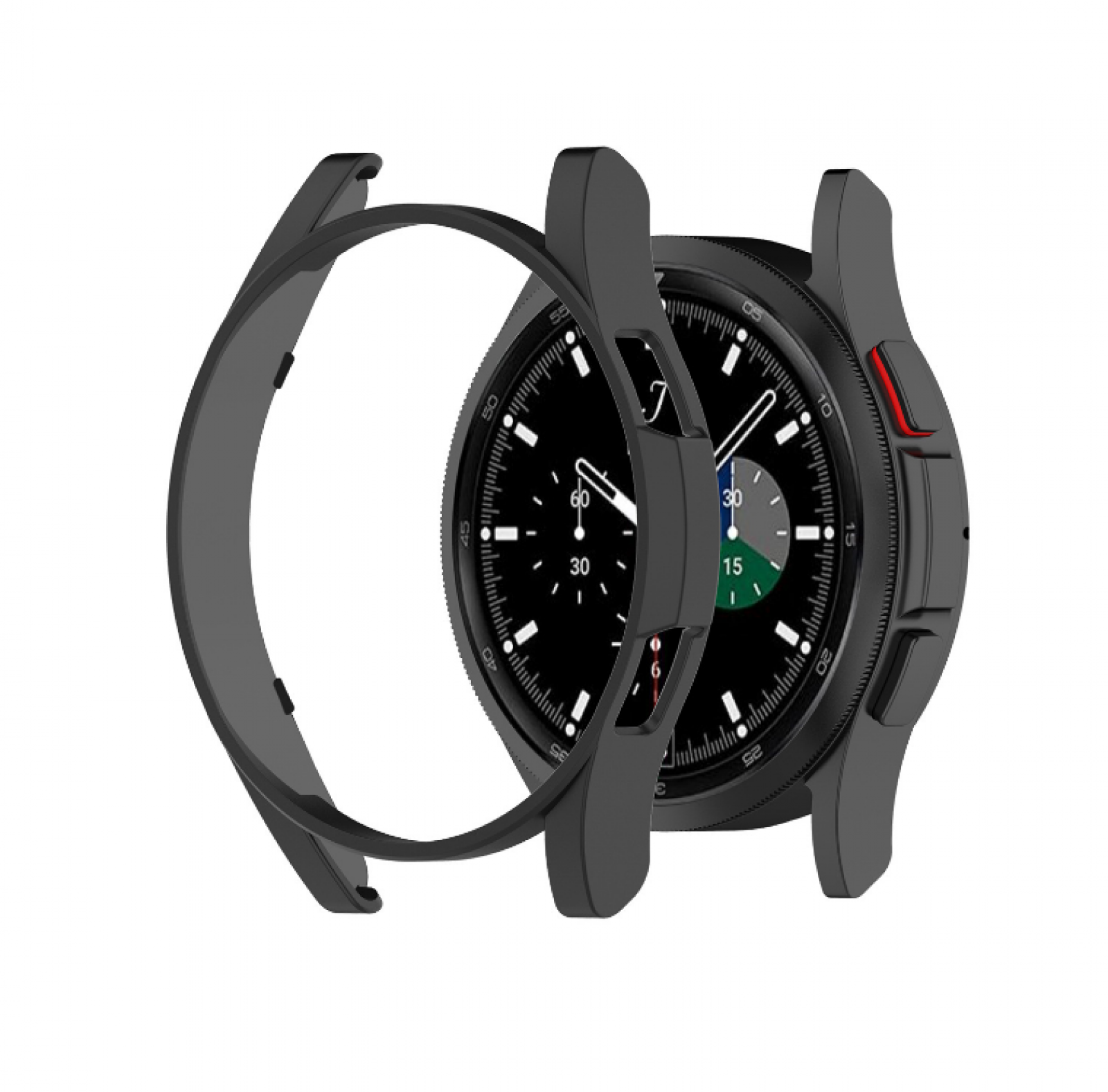 Защитный бампер-чехол MyPads из тонкого силикона для Samsung Galaxy Watch 4 Classic 46мм с противоударной защитой черный