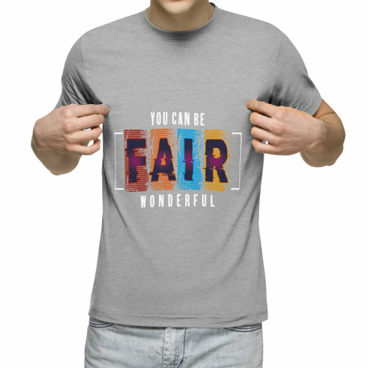 Мужская футболка «Яркий характер» (серый меланж, S)