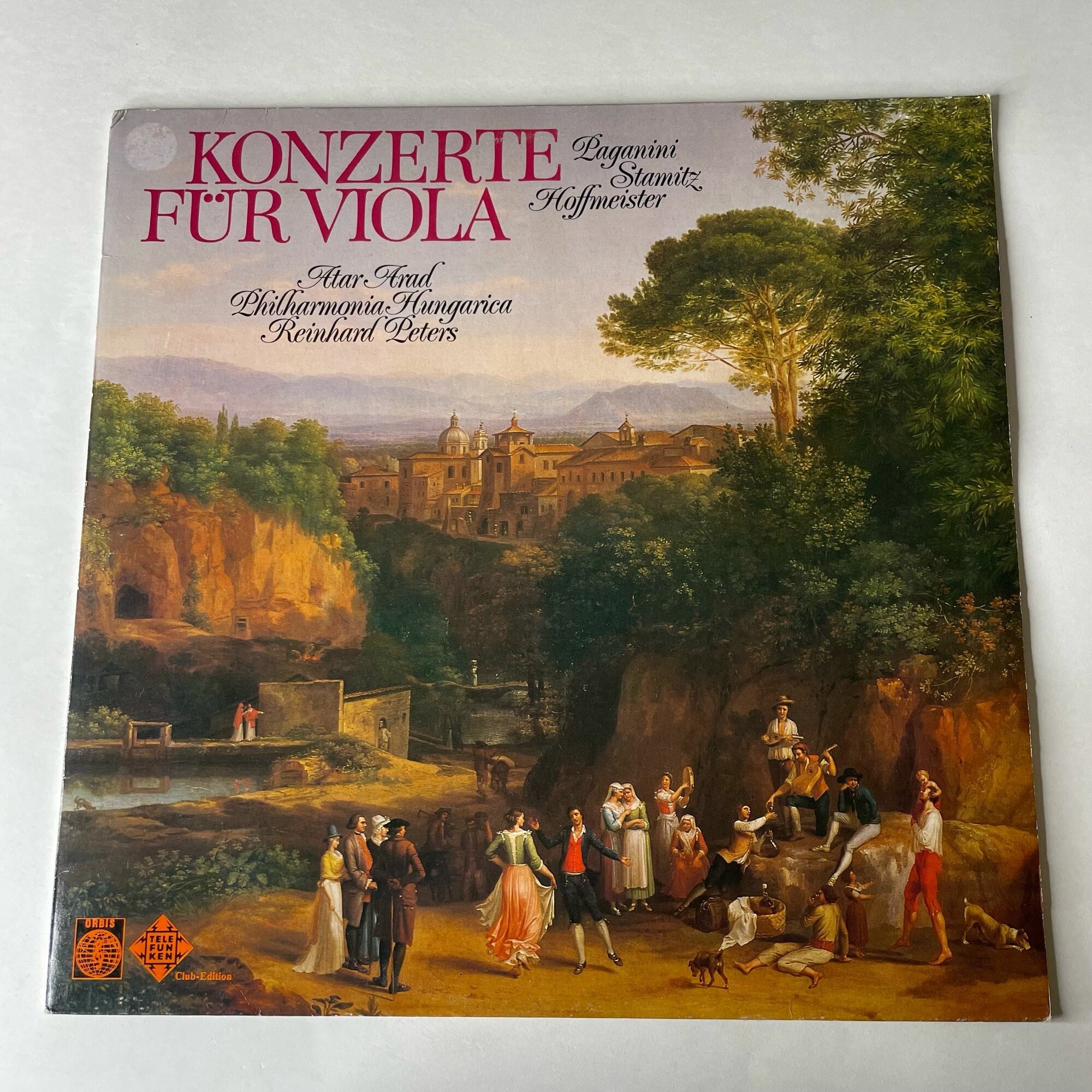 Винтажная виниловая пластинка LP Сборник Классической Музыки, Paganini, Stamitz, Hoffmeister, Atar Arad, Reinhard Peters, Konzerte Fur Viola Концерты для Скрипки (Германия 1976)