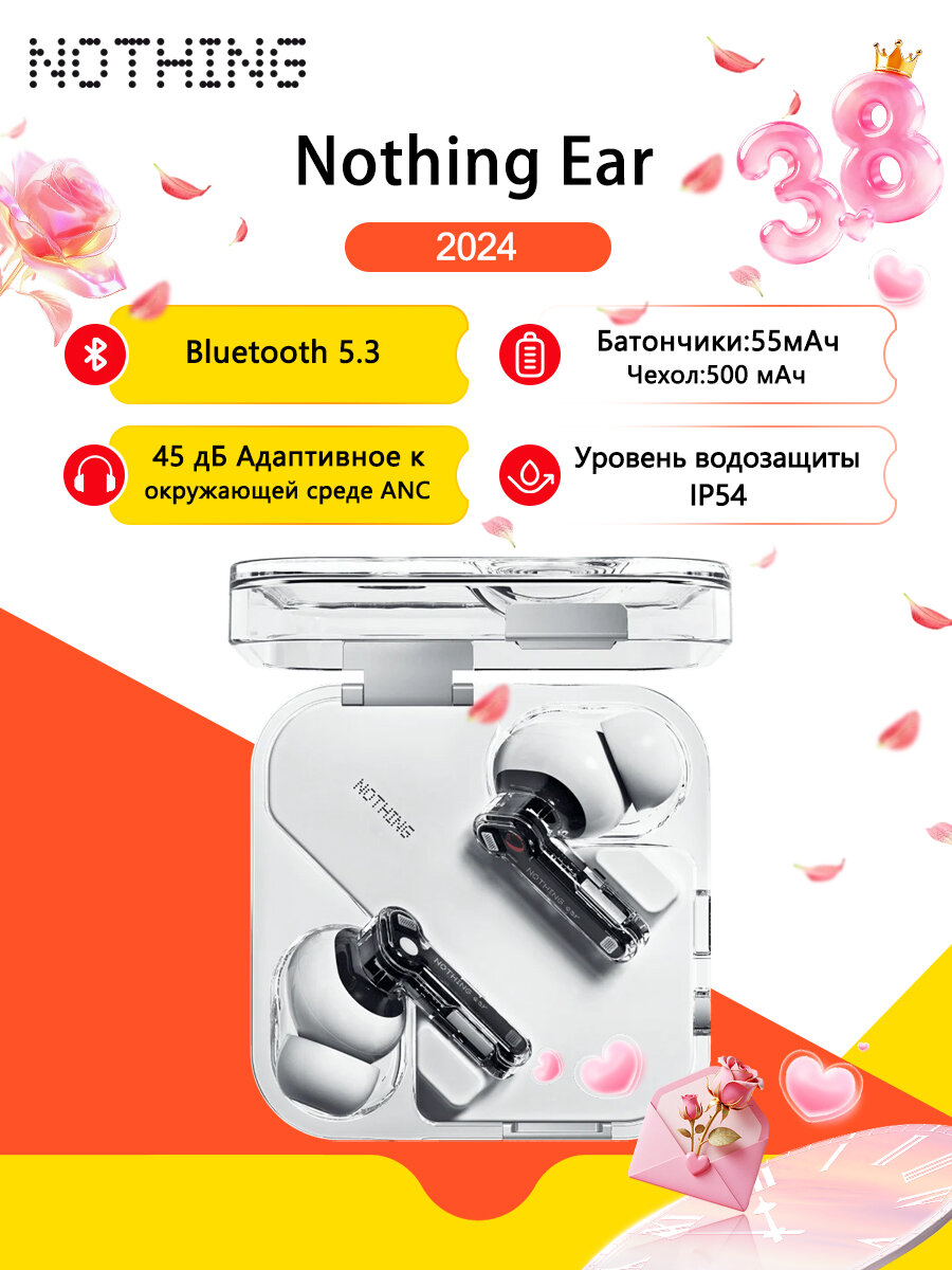 Беспроводные наушники Nothing Ear 3 2024 Наушники , шумоподавление, Hi-Res, ANC,белые