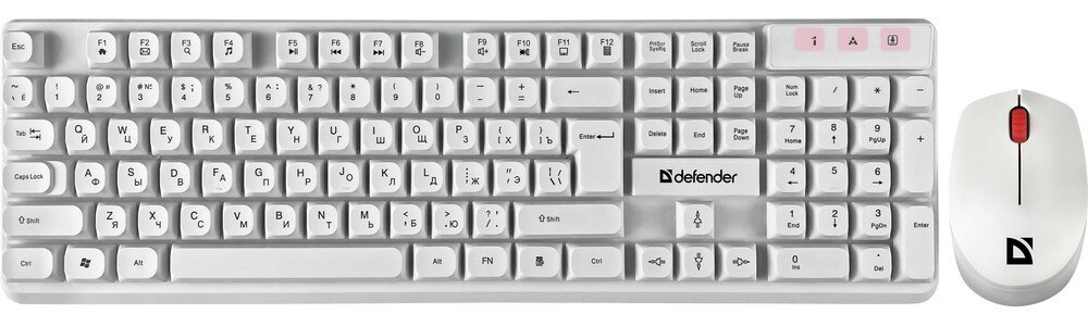 Defender Комплект клавиатура + мышь Defender C-992 Milan 45994, беспров, белый (USB) (ret)