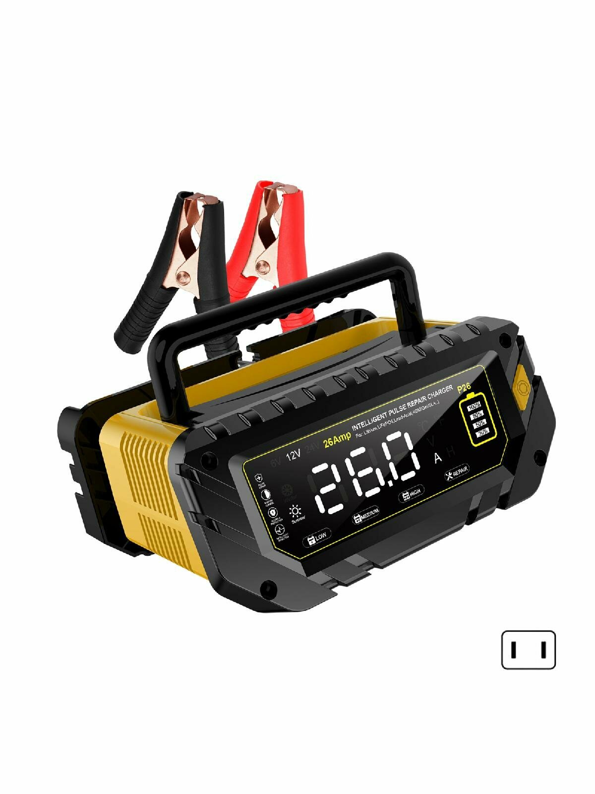 Портативный адаптер для зарядки аккумулятора электромобиля с ЖК-дисплеем 6 В 12 В 24 В