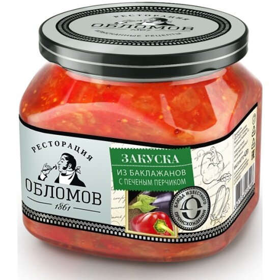 Закуска из баклажанов Ресторация Обломов с печёным перчиком 330 г