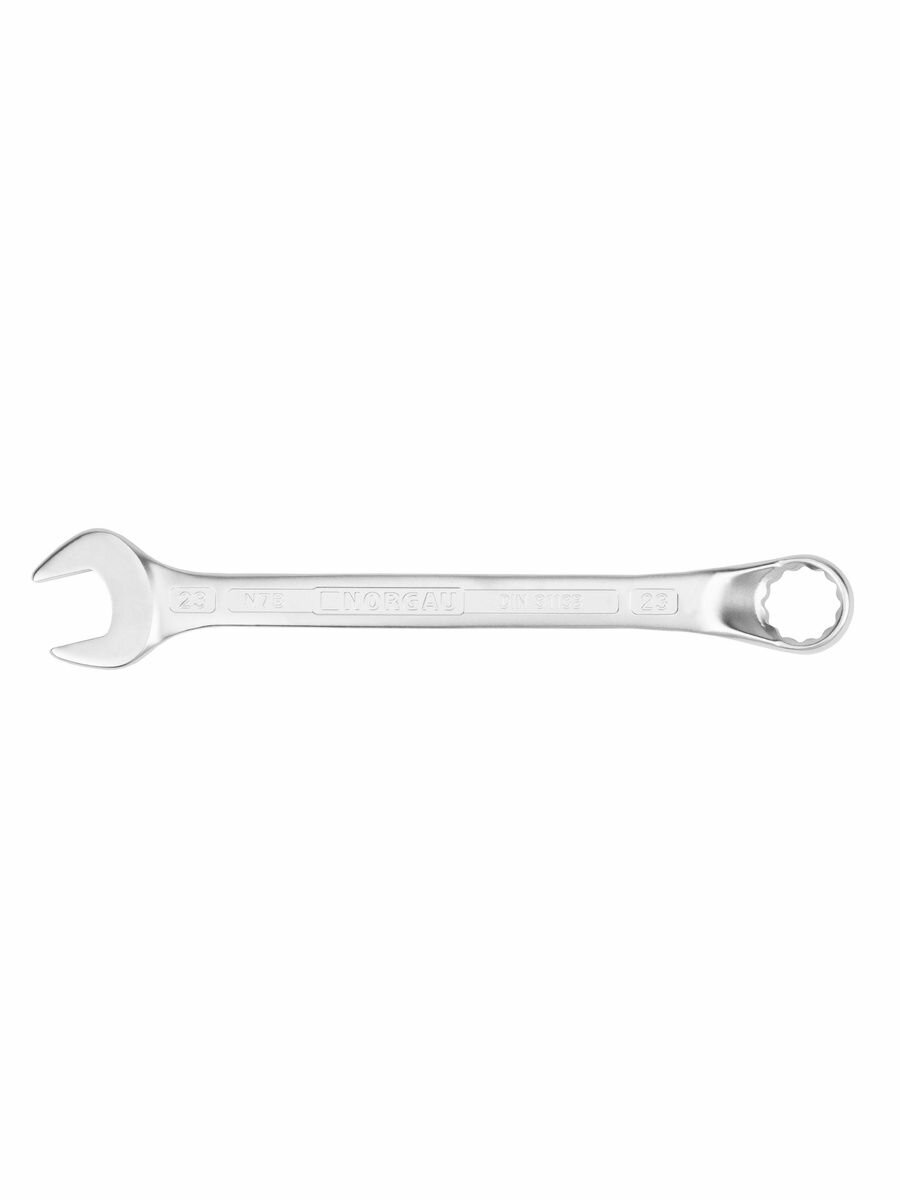 Ключ гаечный 23 мм NORGAU Industrial, HРM High precision machining 280 мм, рожковый и накидной профиль.