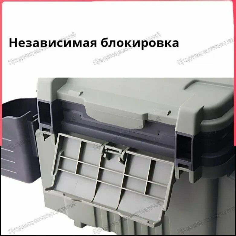 Рыбацкий ящик 31×18×23 см, оливковый, с внутренними отделениями и перегородками — фото 1