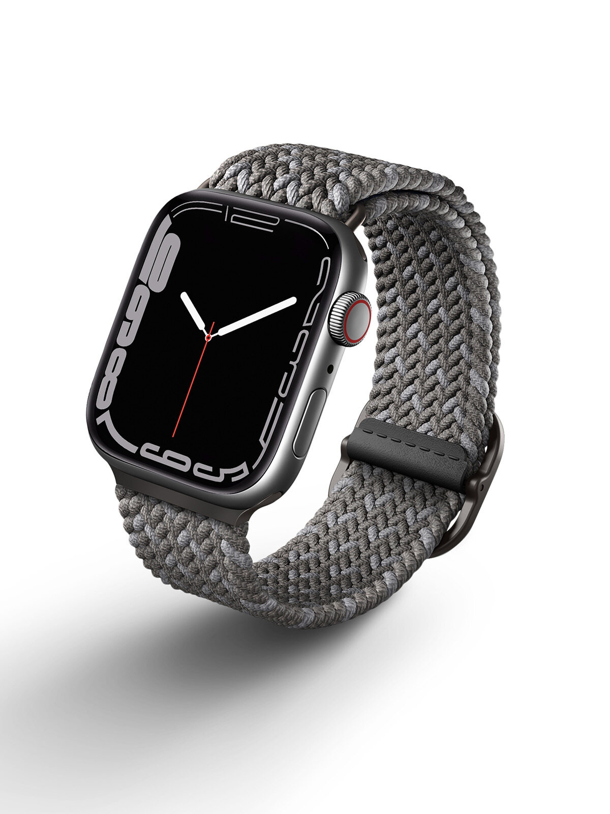 Ремешок UNIQ Aspen Design edition для смарт часов Apple Watch 44 45 46 мм текстильный плетеный, серый двуцветный