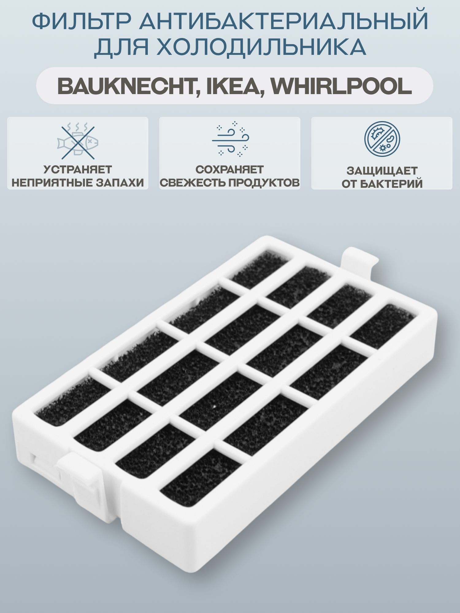 Фильтр антибактериальный для холодильника Bauknecht, IKEA, Whirlpool/481248048172