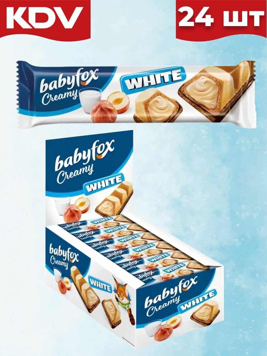 BabyFox, вафельный батончик Creamy White, 18,2 г (упаковка 24 шт)