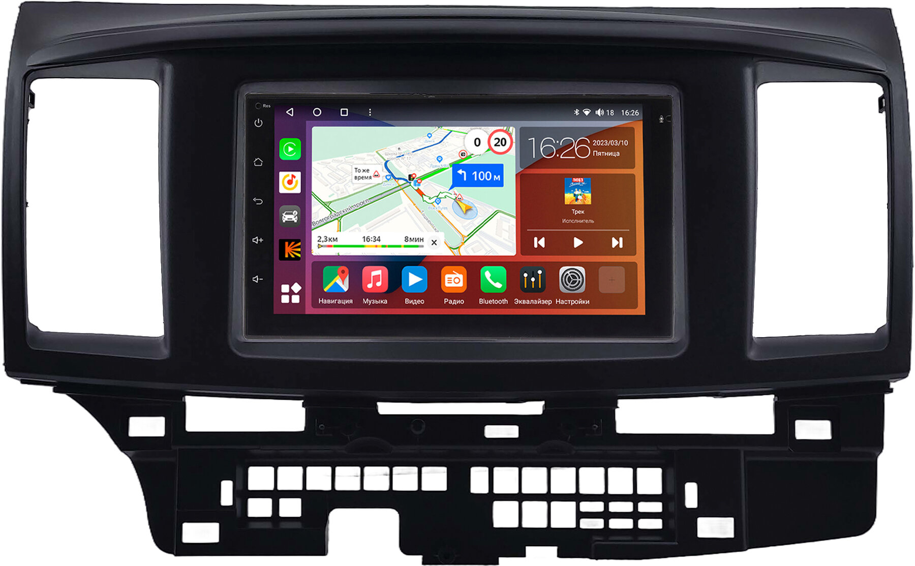 Штатная магнитола Mitsubishi Lancer X 2007-2018 Canbox H-Line 4478-RP-MMLNB-49 Android 10 (4G-SIM, 6/128, DSP, QLed)