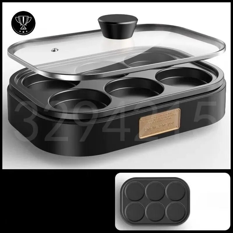 GM Блинница, 900 Вт, 6 порций, антипригарное покрытие, черный матовый