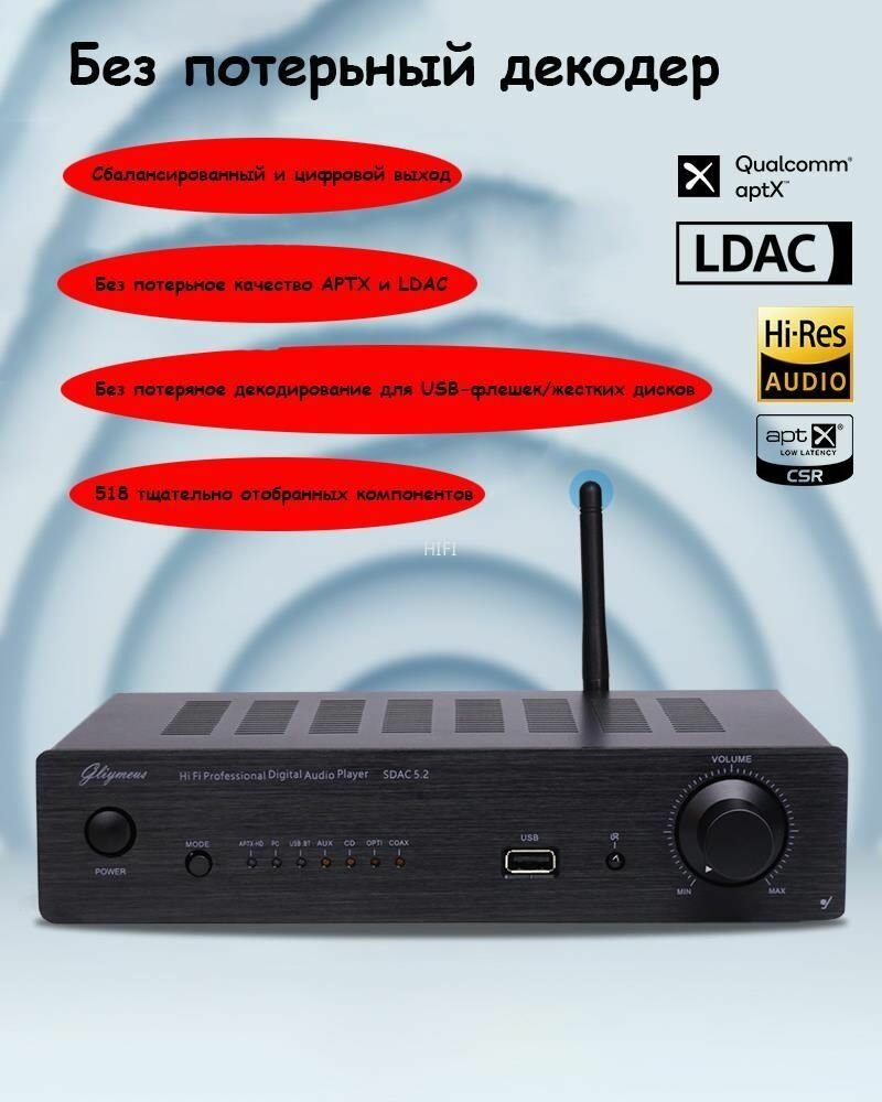 Аудиодекодер HIFI/LDAC/APTX/Bluetooth U Disk Player 9038 Цифровой ЦАП Предварительной Настройки