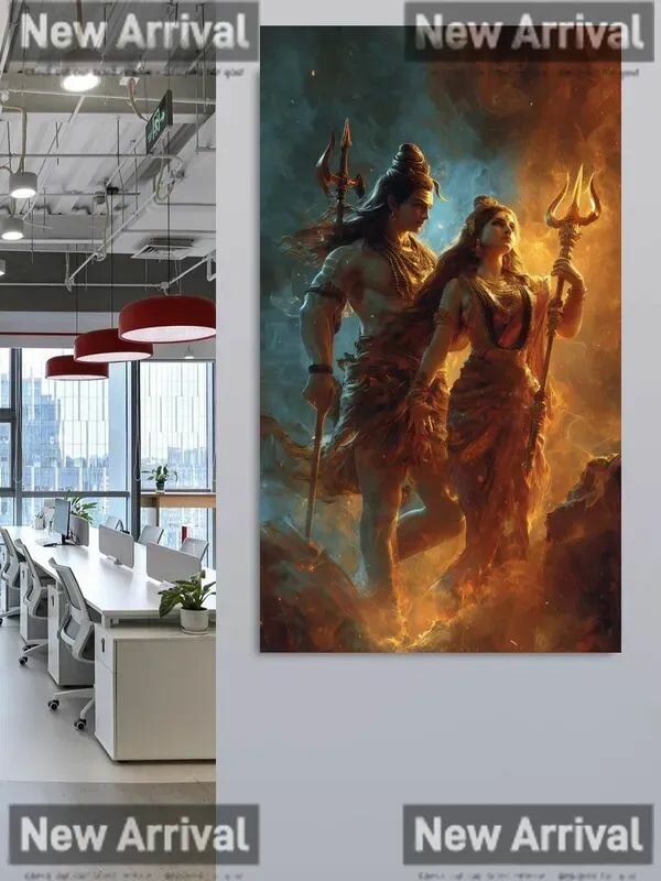 Картина "Картина на холсте с изображением Шивы и Парвати 50 х 90" 50x90 см