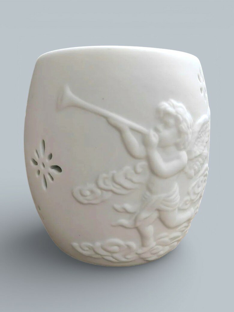 Аромалампа белая матовая ангел С трубой N310-05 (керамика, 9 см.), 1 шт.