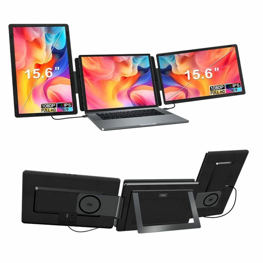 Портативный двойной монитор S9H 15.6" IPS 19201080, Type-C/HDMI, поддержка горизонтальной и вертикальной установки