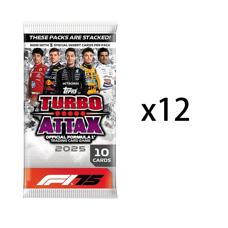 Новинка 2024 года, коллекция карточных игр Topps Turbo Attax Formula 1, каждая упаковка, содержит 3 специальных карточек-вставки, подарок фанату на складе