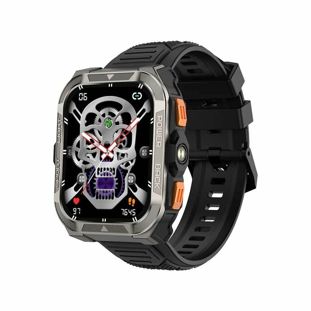 Blackview Смарт-часы Blackview W80 Pro 1.91-дюймовый, степень защиты от воды IP68, аккумулятор 900 мАч, Вызов по Bluetooth, мониторинг сна, Светодиодный фонарик высокой яркости, Встроенный GPS,100+ спортивных режимов, 2 Ремешка, подарок, 48mm, Черный