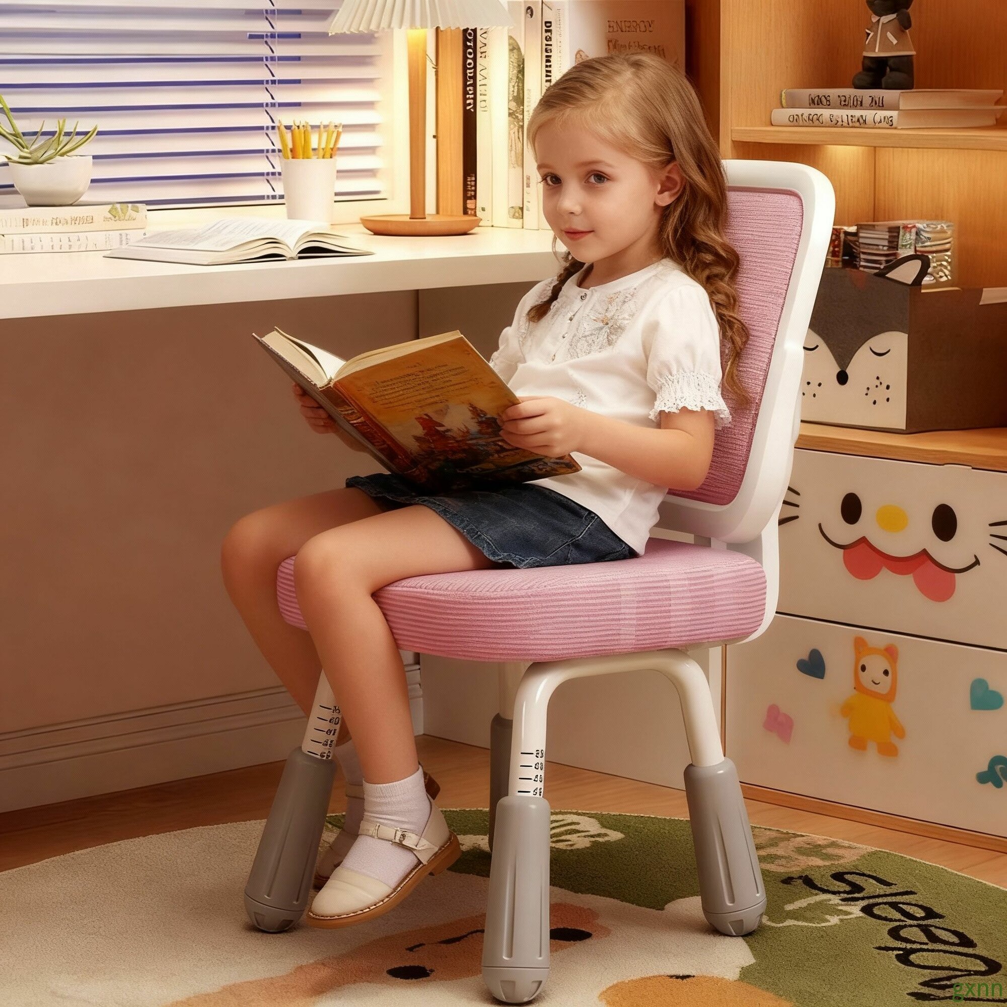 Стул для ученика начальной школы/прочный и устойчивый/может подниматься и опускаться/защищает поясничный отдел позвоночника