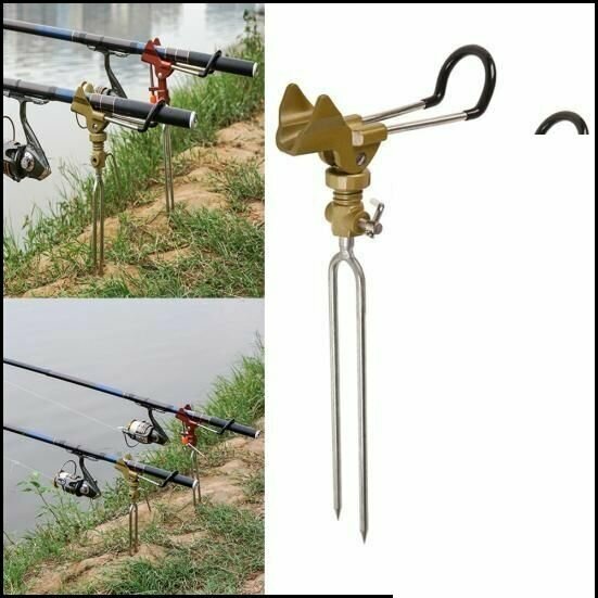 Подставка регулируемая для удочки держатель кронштейн для крепления удилища, донки, удочки золотой