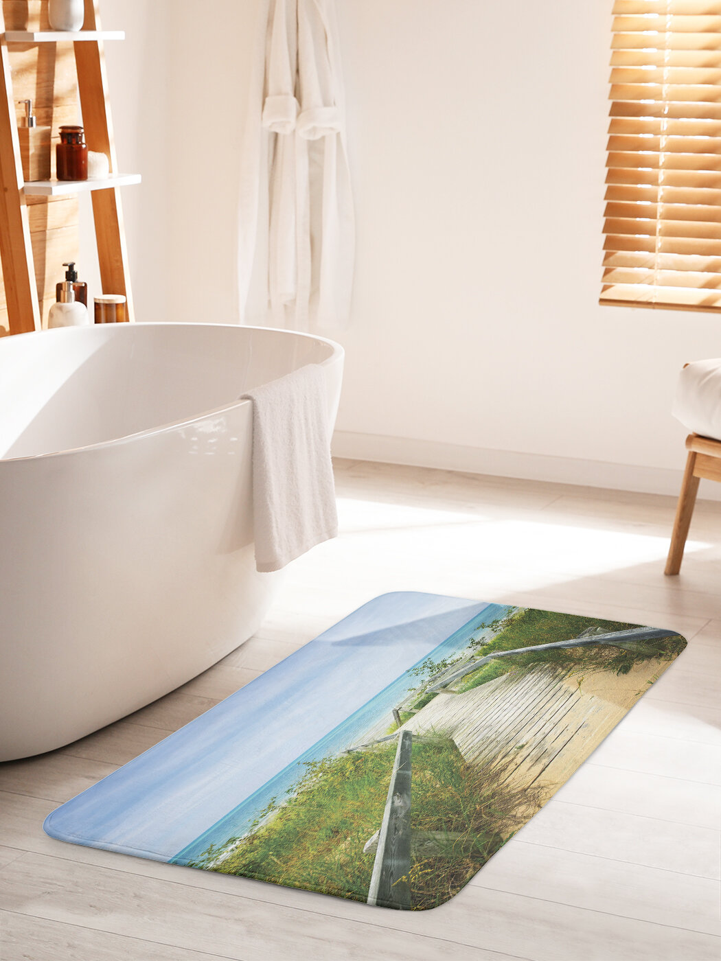 Коврик для ванной комнаты и туалета противоскользящий "Дорога к морю" 60х100 см, JoyArty