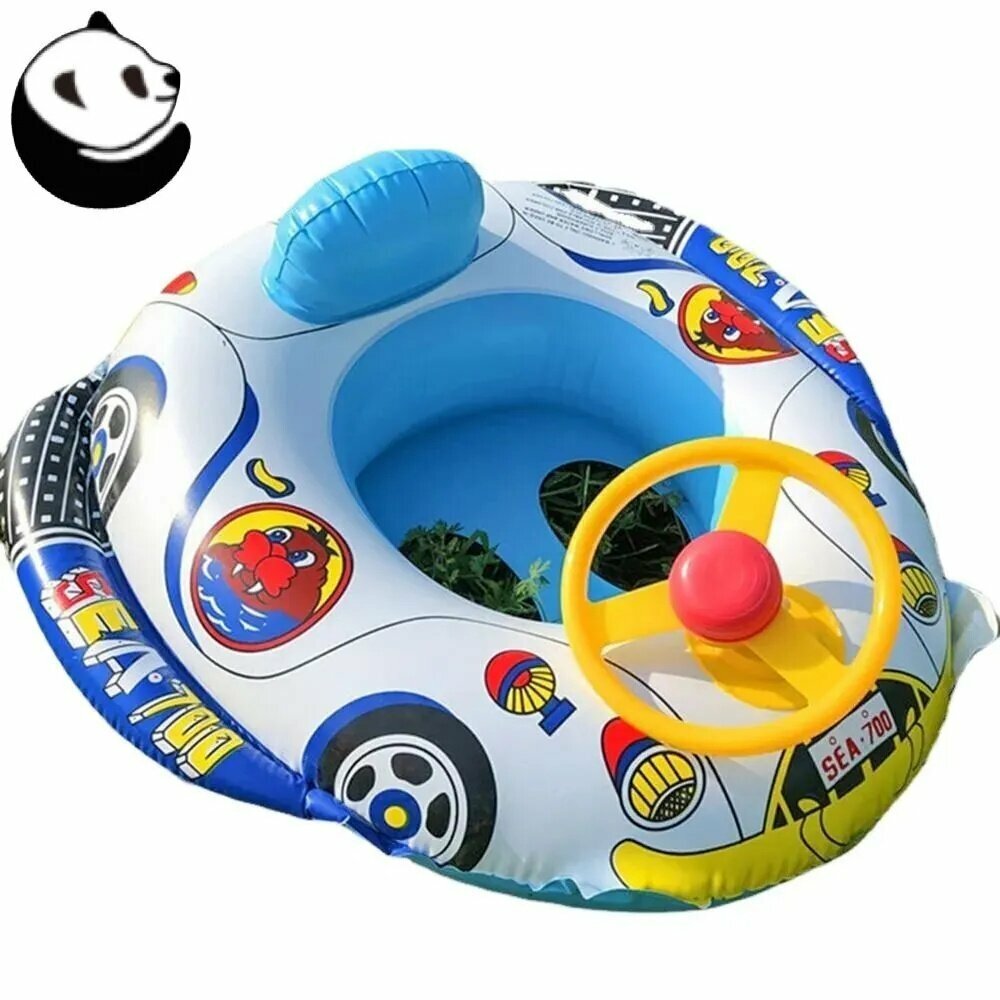 Детский надувной круг с ручками и дном, синий