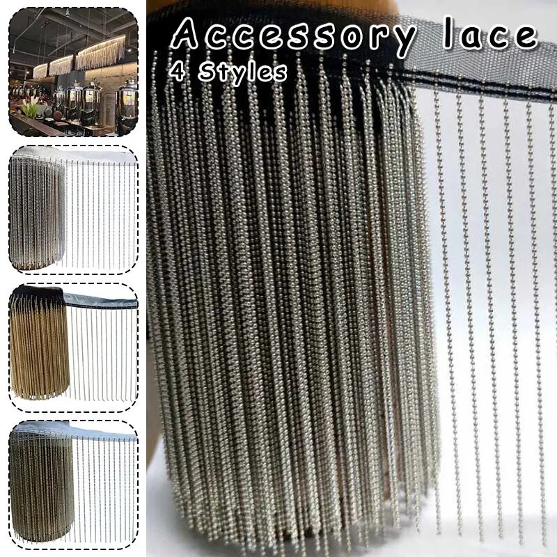 Бахрома металлическая из цепочек/ Тесьма с цепью, длина цепи-15см, длина тесьмы 90см 01