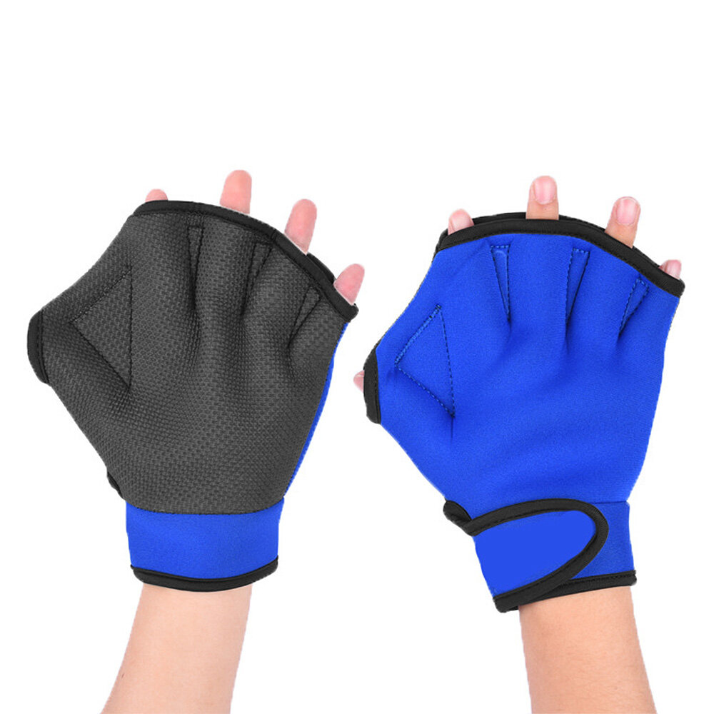 Перчатки для плавания не Neoprene регулируемые дышащие быстросухие для мужчин женщин детей для откры-air водных видов спорта сноркелинга, материалы двусторонняя нитейная ткань Neoprene, цвета синий серый желтый, размеры S M L, вес 43g 45g 50g, упаковка 1