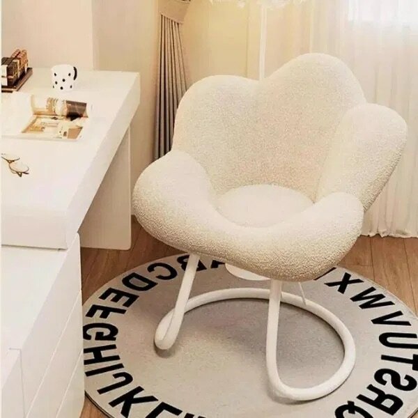 Кресло для макияжа, кресло для туалетного столика, в форме лепестка, поворотное, белый