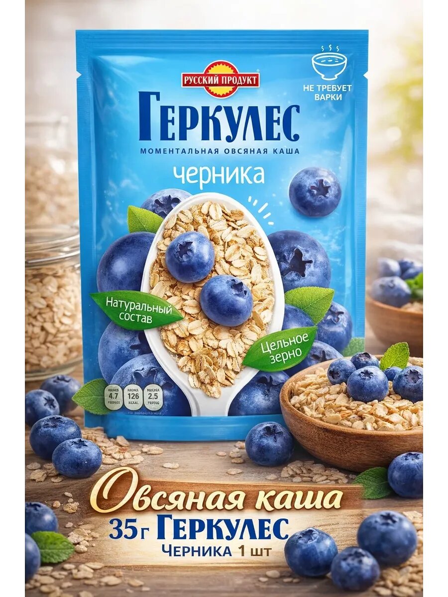 Овсяная каша 35гр Геркулес Черника