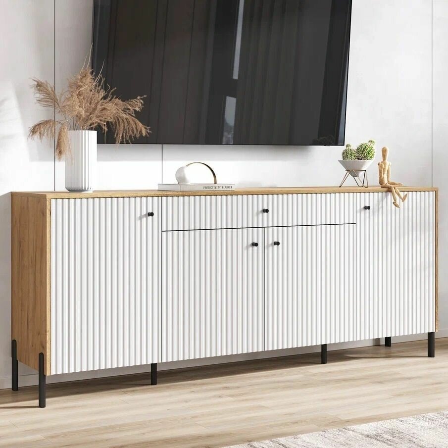 Оливия Комод (металл) (Браш Вайт, Дуб Крафт)