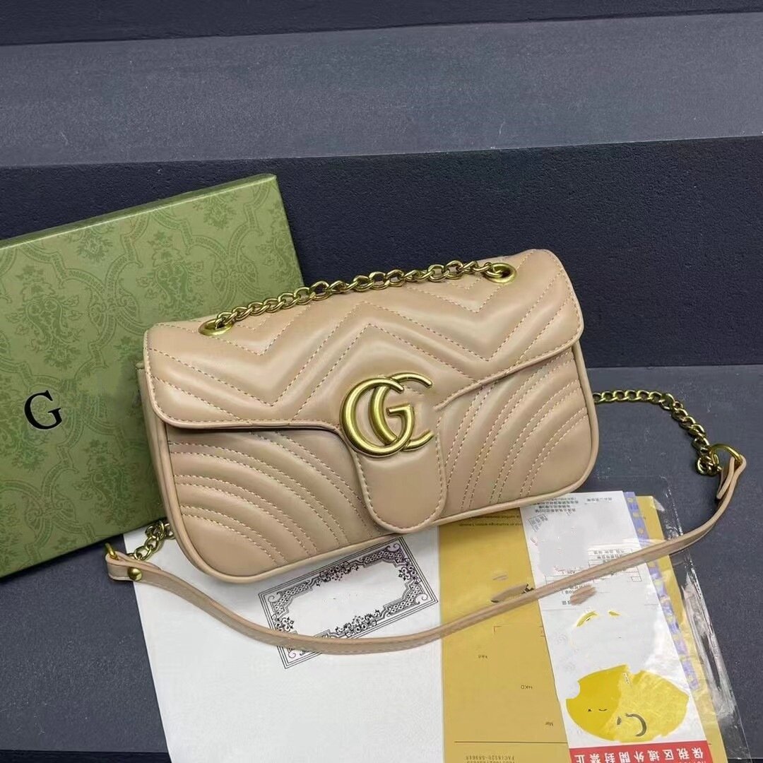Женская сумка Double G, классическая стеганая сумка Gucci в стиле Chanel с цепочкой, модная сумка премиум-класса на плечо и через плечо.