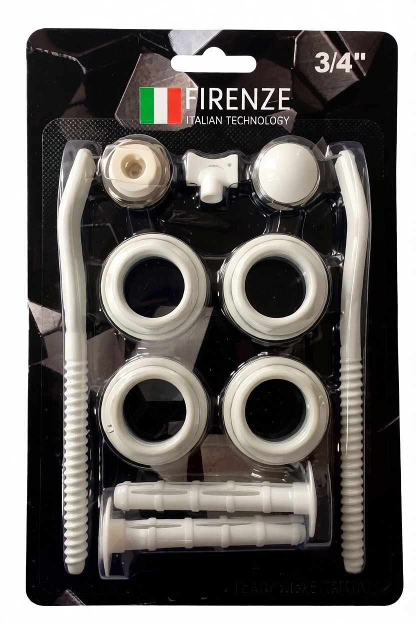 Комплект для монтажа радиатора Firenze FC3/4-2, силикон, белый, с краном Маевского