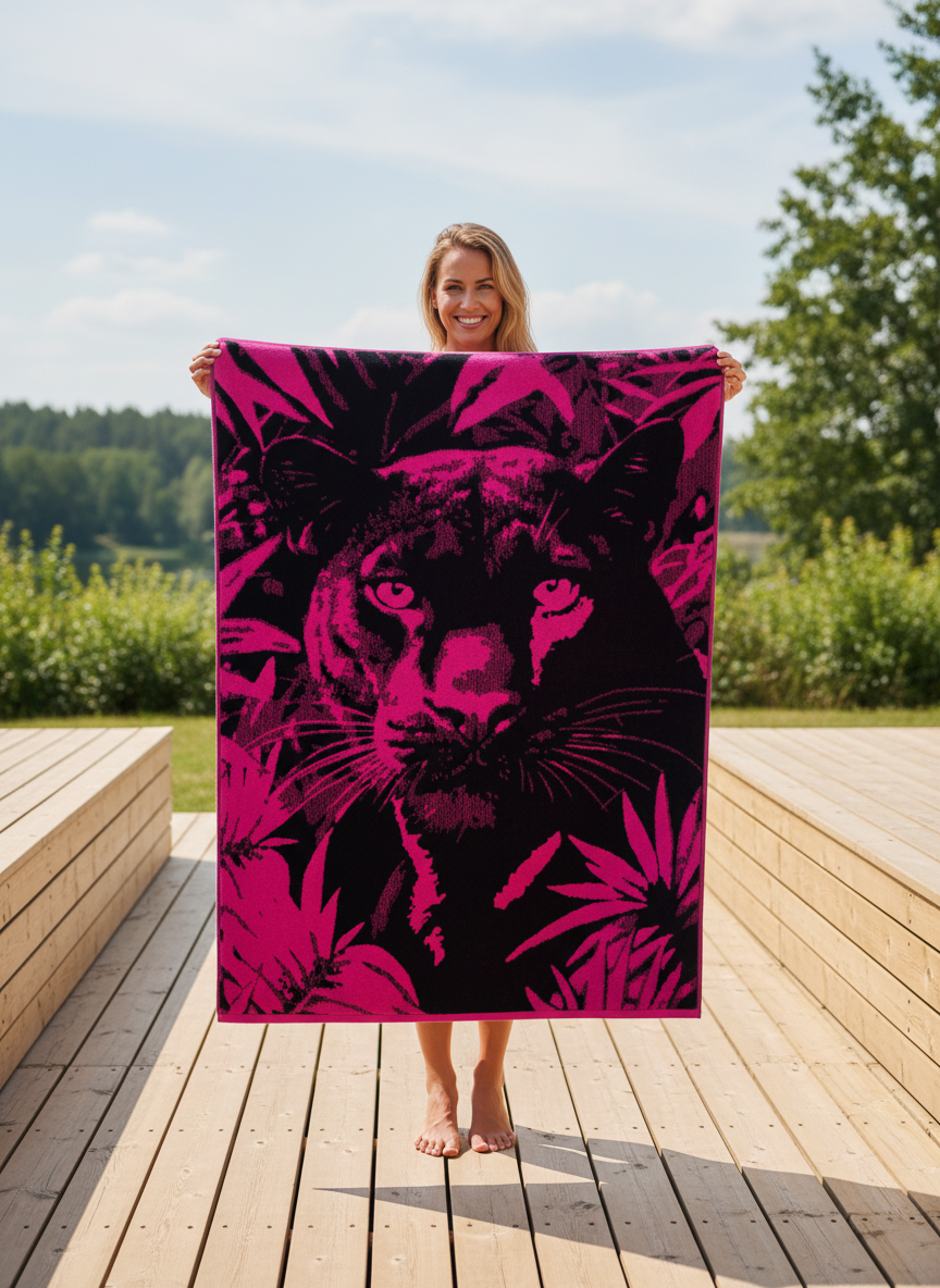 Полотенце банное 100х150 махровое Пантера, 100% хлопок, большое, для женщин