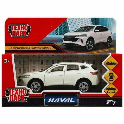 Машинка Huada Toys модель инерционная Haval F7 12 см, металл, открываются двери и багажник, белый, в коробке, F7-12-WH