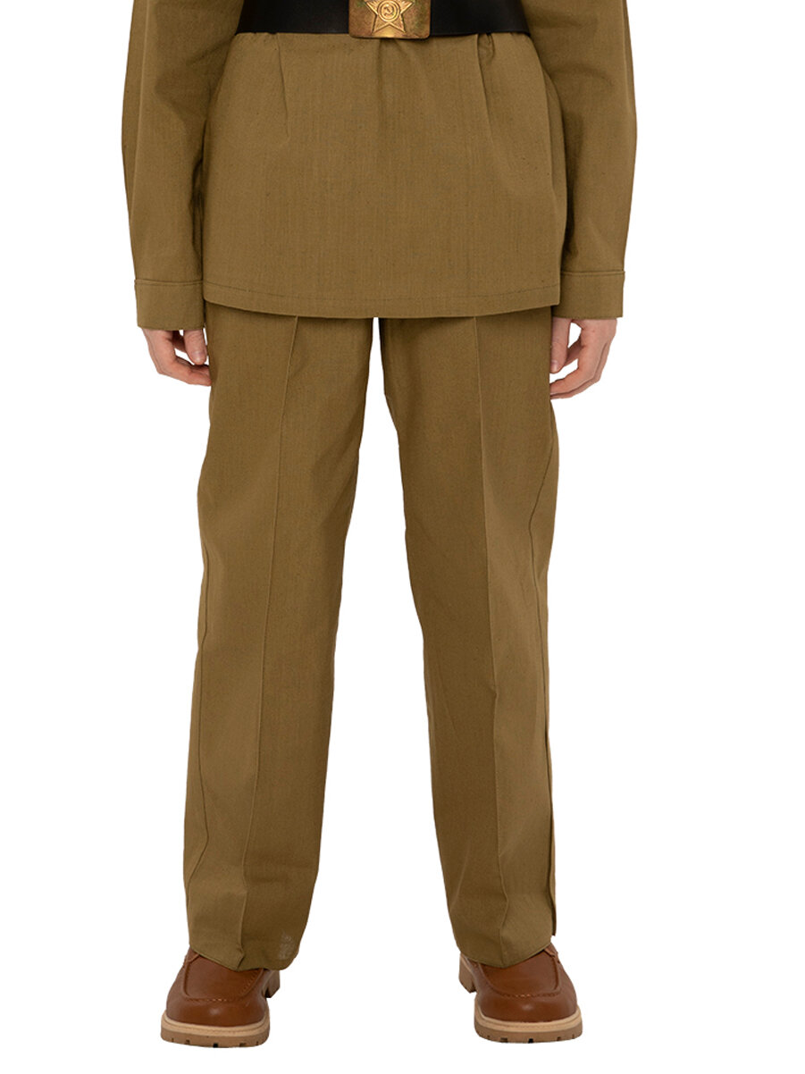 Брюки Вестифика "Военные", диагональ, для мальчиков, 100 % хлопок, хаки, 128-134 размер