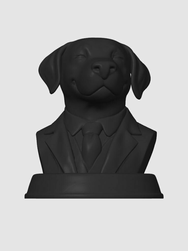 Эксклюзив! Статуэтка собаки - Лабрадор в костюме (10см, черный) - Верный друг, подарок, талисман