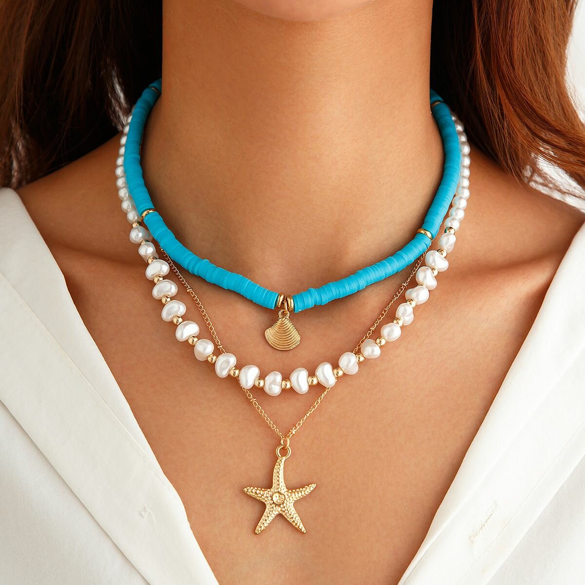 Ракушками и морскими звездами, летнее украшение из полимерной глины для пляжа