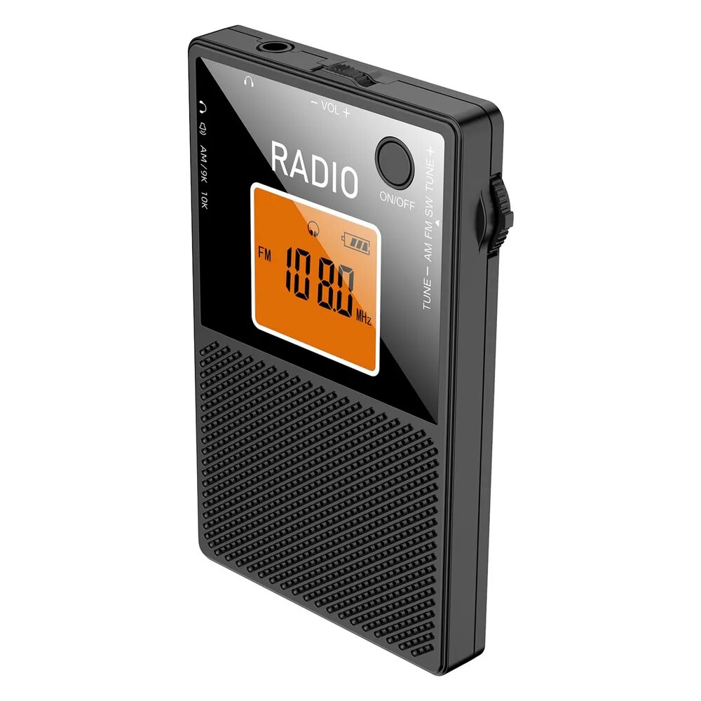 MP3-плеер C26 без диска, черный, портативное карманное радио с FM/AM/SW тюнером