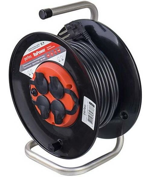 Удлинитель на катушке Perfeo RU POWER, 20 м, 4 гнезда, 16 А, сечение 3х1,5 мм, IP44, без заземления (PF_B4677)