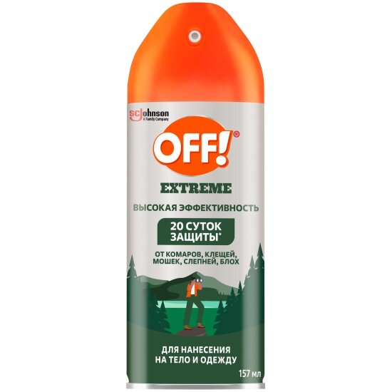 Аэрозоль-репеллент Off ! Extreme от комаров и клещей, 157 мл