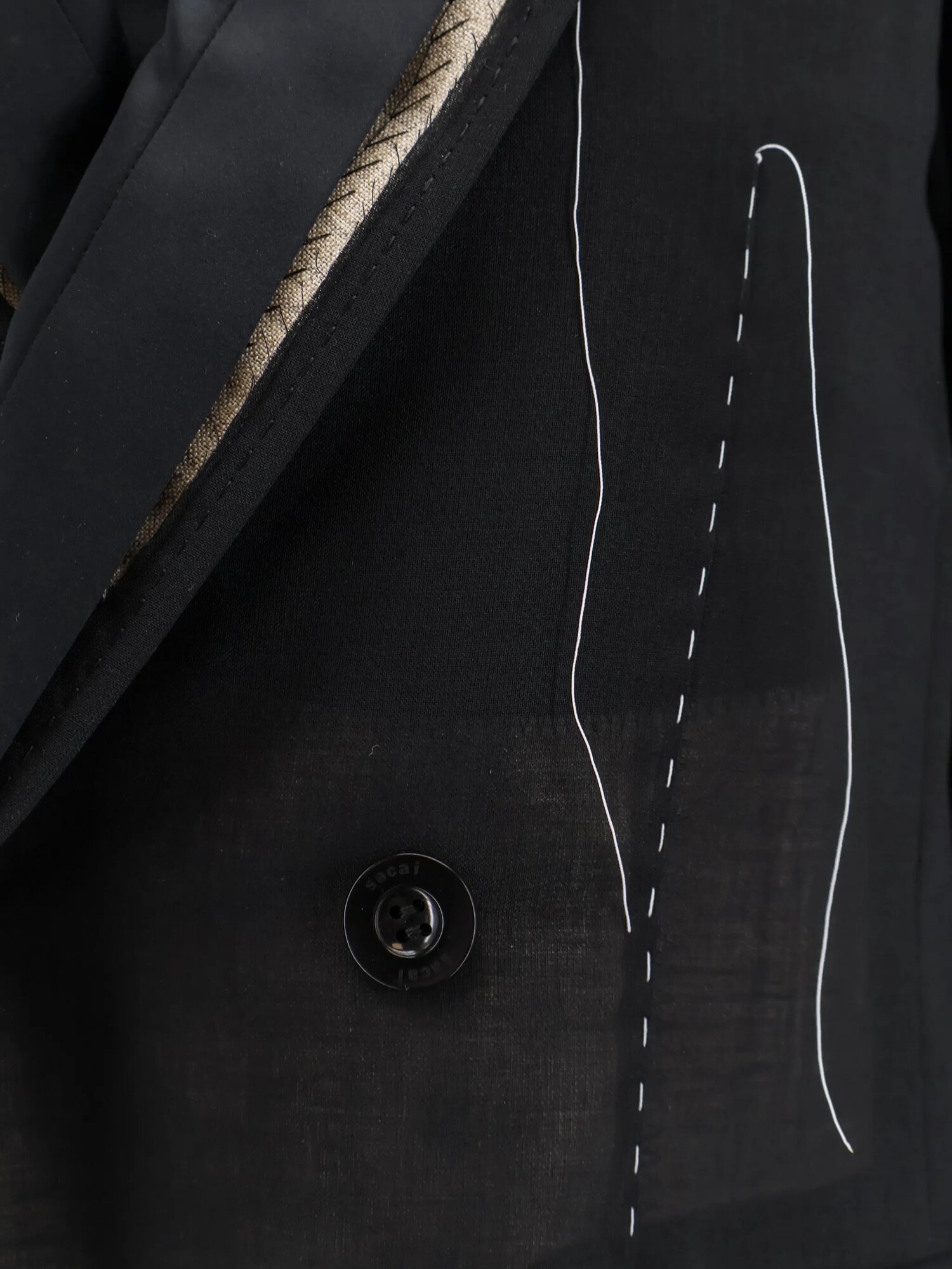 Пиджак Sacai Pleated blazer, размер 44, black — фото 1