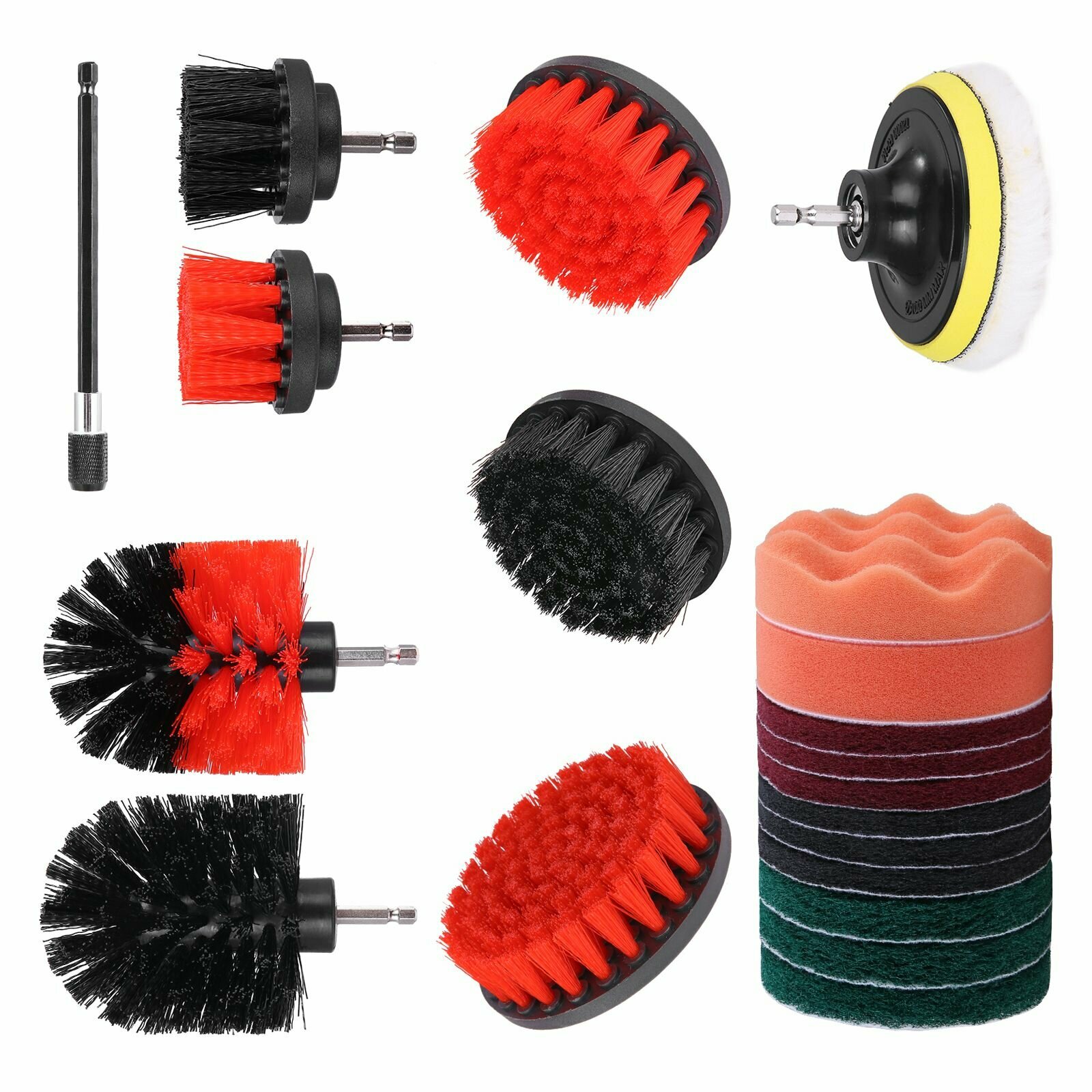 Набор насадок-щеток для дрели METERK, 21 шт, для чистки, с удлинителем.