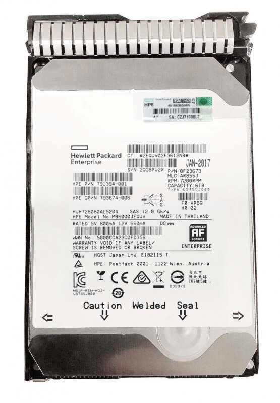 Жесткий диск HP 791394-001 6Tb 7200 SAS 3,5" HDD