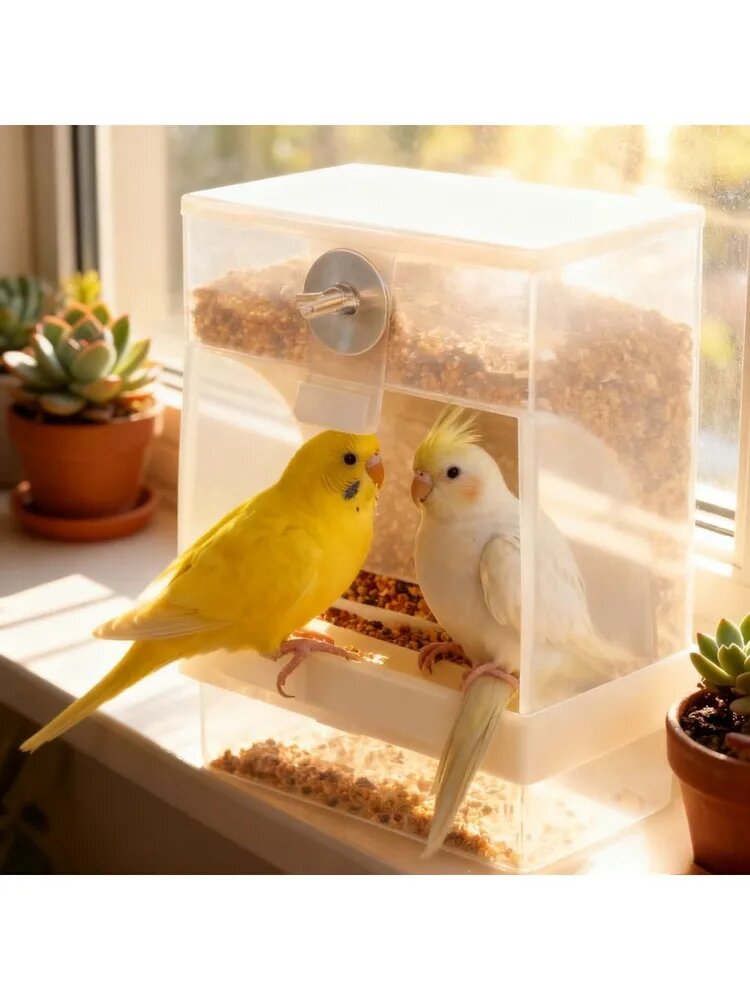Автокормушка для попугаев бункерная настенная 350г прозрачная
