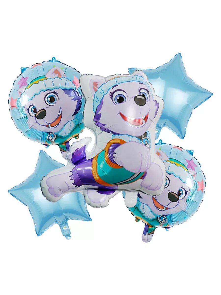 Набор воздушных шаров, "Щенячий патруль Эверест", фольга, латекс, 5 шт