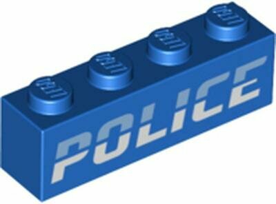 Деталь Lego 3010pb332 Brick 1 x 4 with Bright Light Blue and White 'POLICE' Pattern