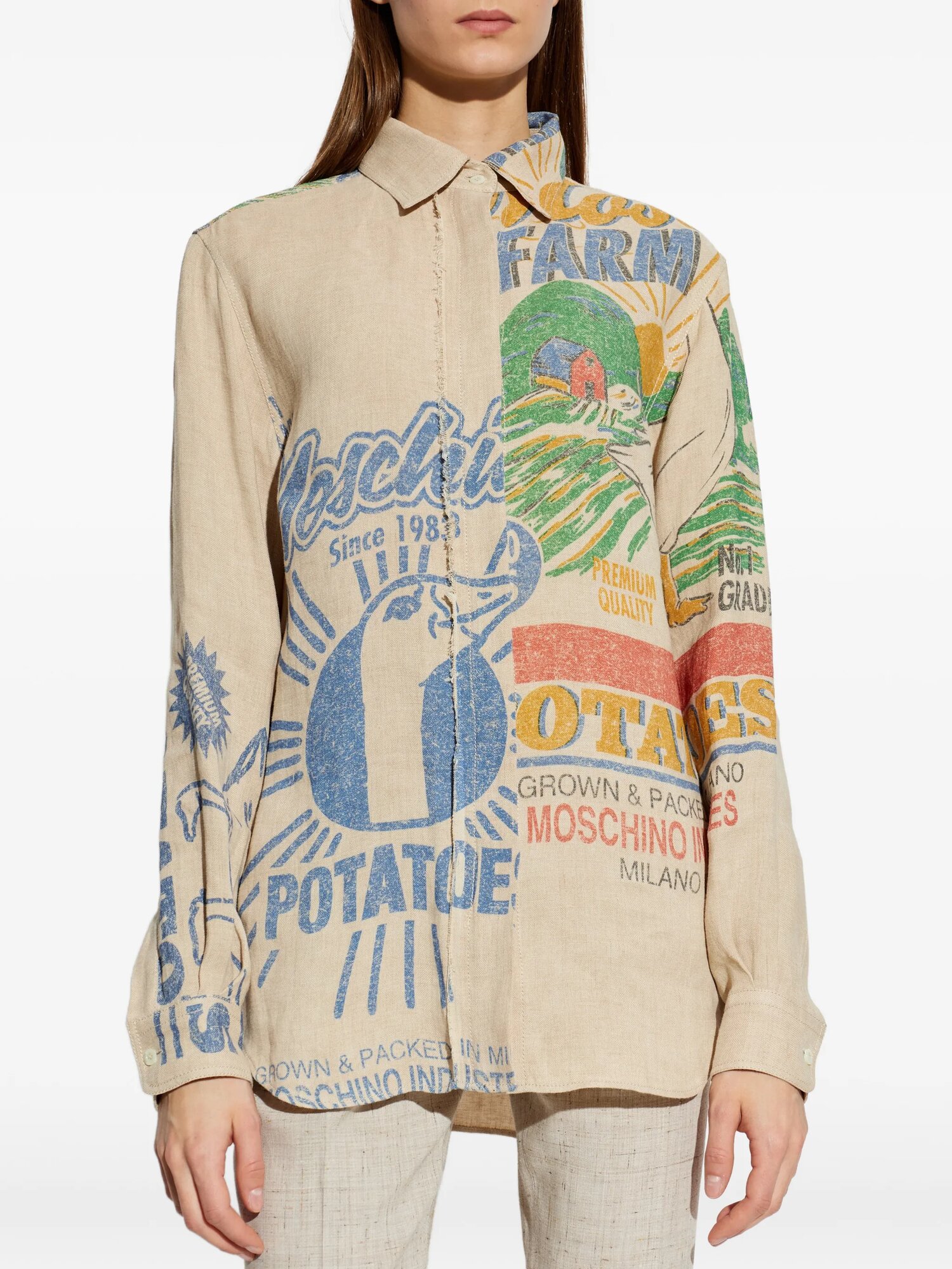 Рубашка MOSCHINO Graphic-print shirt, размер 42 — фото 1