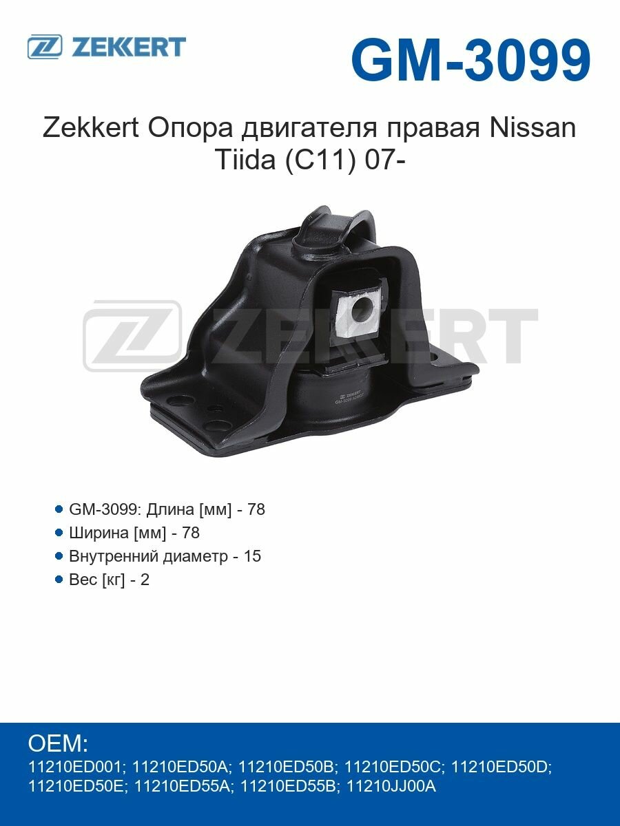 Zekkert Опора двигателя правая Nissan Tiida (C11) 07-